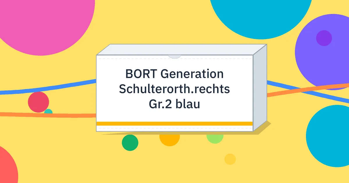 Symbolbild: Packung mit der Aufschrift BORT Generation Schulterorth.rechts Gr.2 blau (PZN 18270243) – Verfügbarkeit und Bezug in Apotheken in Frankfurt am Main