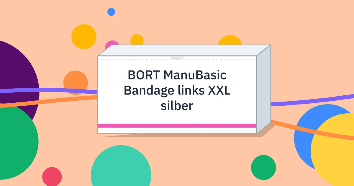Symbolbild: Packung mit der Aufschrift BORT ManuBasic Bandage links XXL silber (PZN 18270007) – Verfügbarkeit und Bezug in Apotheken in Frankfurt am Main