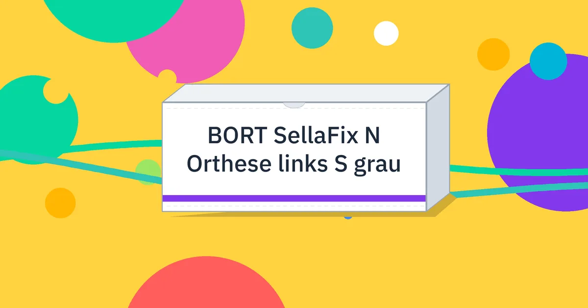 Symbolbild: Packung mit der Aufschrift BORT SellaFix N Orthese links S grau (PZN 19644450) – Verfügbarkeit und Bezug in Apotheken in Frankfurt am Main