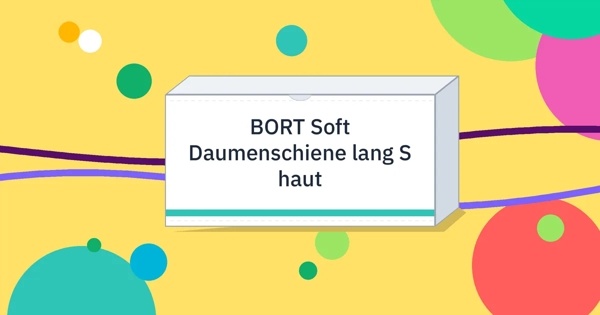 Symbolbild: Packung mit der Aufschrift BORT Soft Daumenschiene lang S haut (PZN 06084759) – Verfügbarkeit und Bezug in Apotheken in Frankfurt am Main
