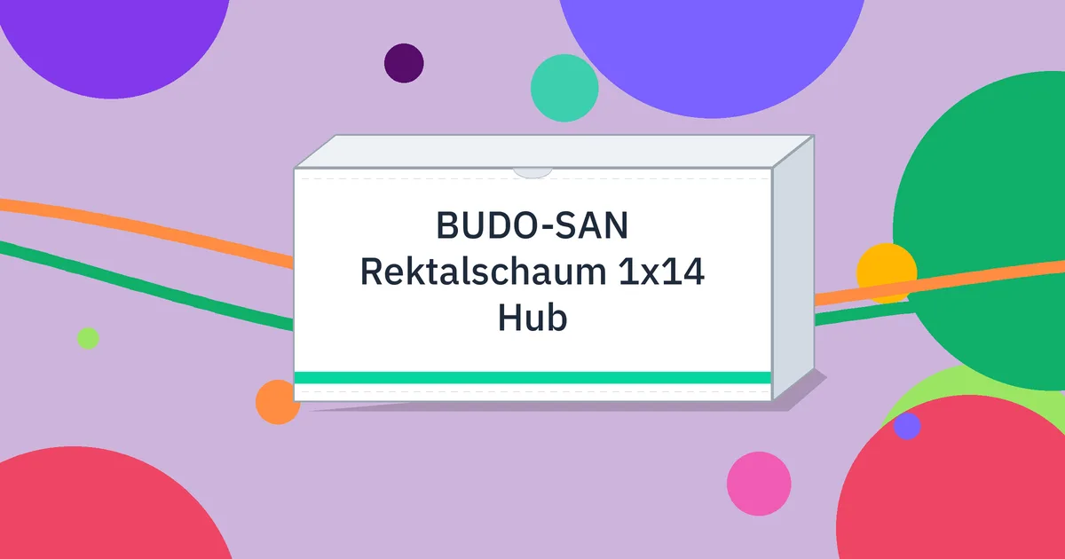 Symbolbild: Packung mit der Aufschrift BUDO-SAN Rektalschaum 1x14 Hub (PZN 19521285) – Verfügbarkeit und Bezug in Apotheken in Frankfurt am Main