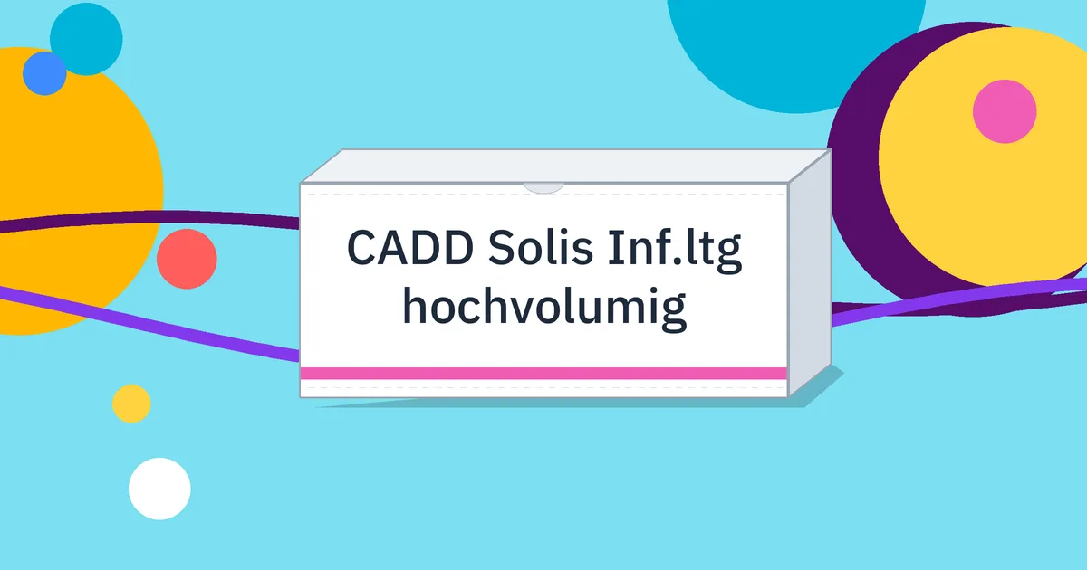 Symbolbild: Packung mit der Aufschrift CADD Solis Inf.ltg hochvolumig (PZN 17247495) – Verfügbarkeit und Bezug in Apotheken in Frankfurt am Main
