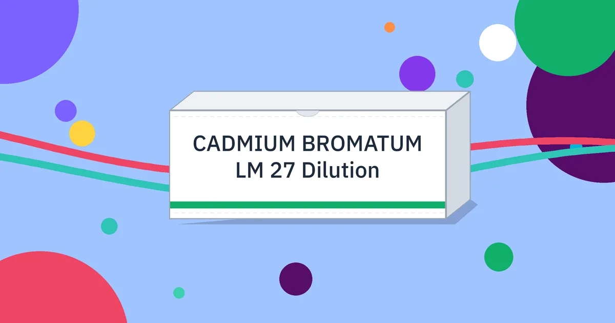 Symbolbild: Packung mit der Aufschrift CADMIUM BROMATUM LM 27 Dilution (PZN 12798026) – Verfügbarkeit und Bezug in Apotheken in Frankfurt am Main