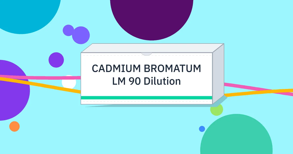 Symbolbild: Packung mit der Aufschrift CADMIUM BROMATUM LM 90 Dilution (PZN 12798121) – Verfügbarkeit und Bezug in Apotheken in Frankfurt am Main