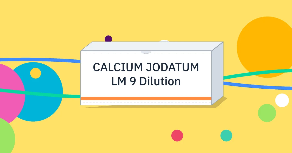 Symbolbild: Packung mit der Aufschrift CALCIUM JODATUM LM 9 Dilution (PZN 12804761) – Verfügbarkeit und Bezug in Apotheken in Frankfurt am Main