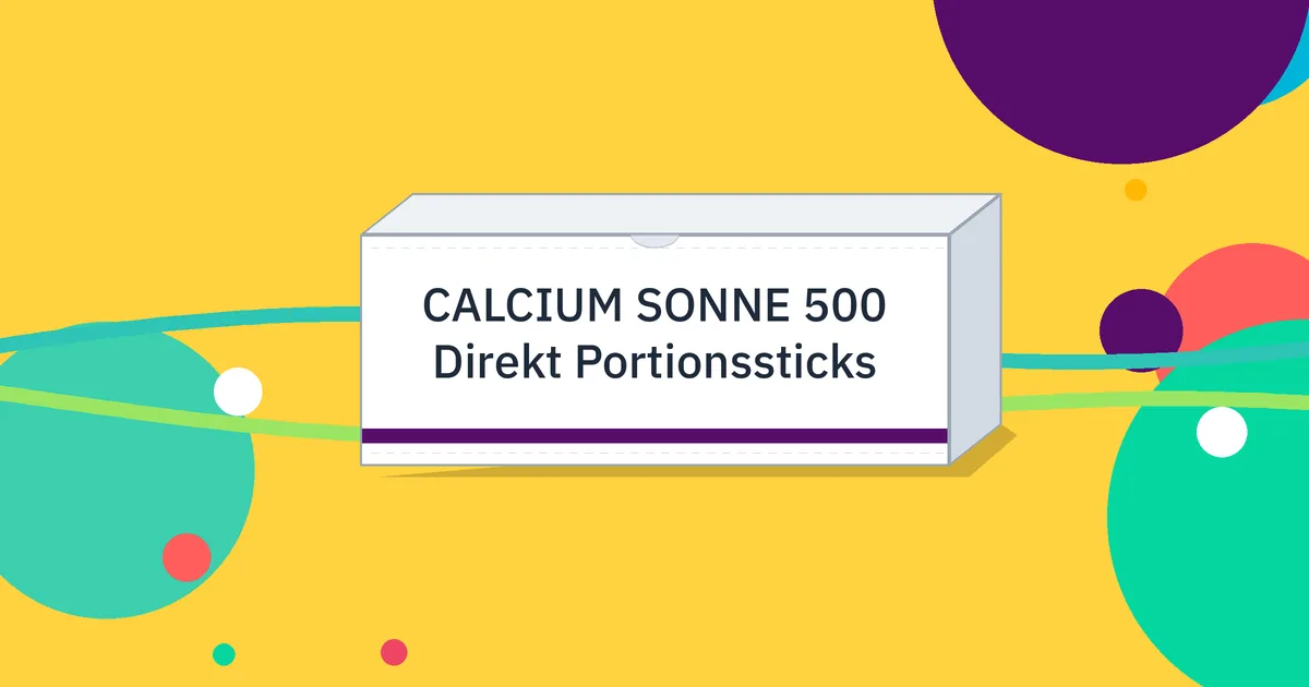 Symbolbild: Packung mit der Aufschrift CALCIUM SONNE 500 Direkt Portionssticks (PZN 16892236) – Verfügbarkeit und Bezug in Apotheken in Frankfurt am Main