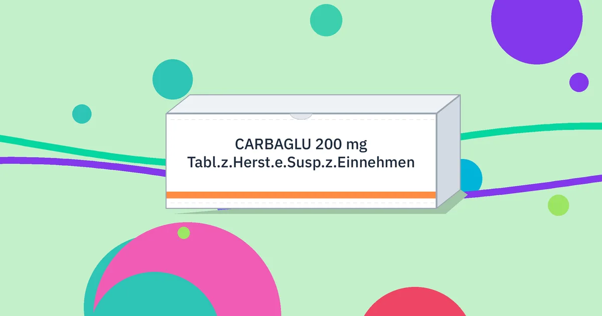 Symbolbild: Packung mit der Aufschrift CARBAGLU 200 mg Tabl.z.Herst.e.Susp.z.Einnehmen (PZN 19113675) – Verfügbarkeit und Bezug in Apotheken in Frankfurt am Main
