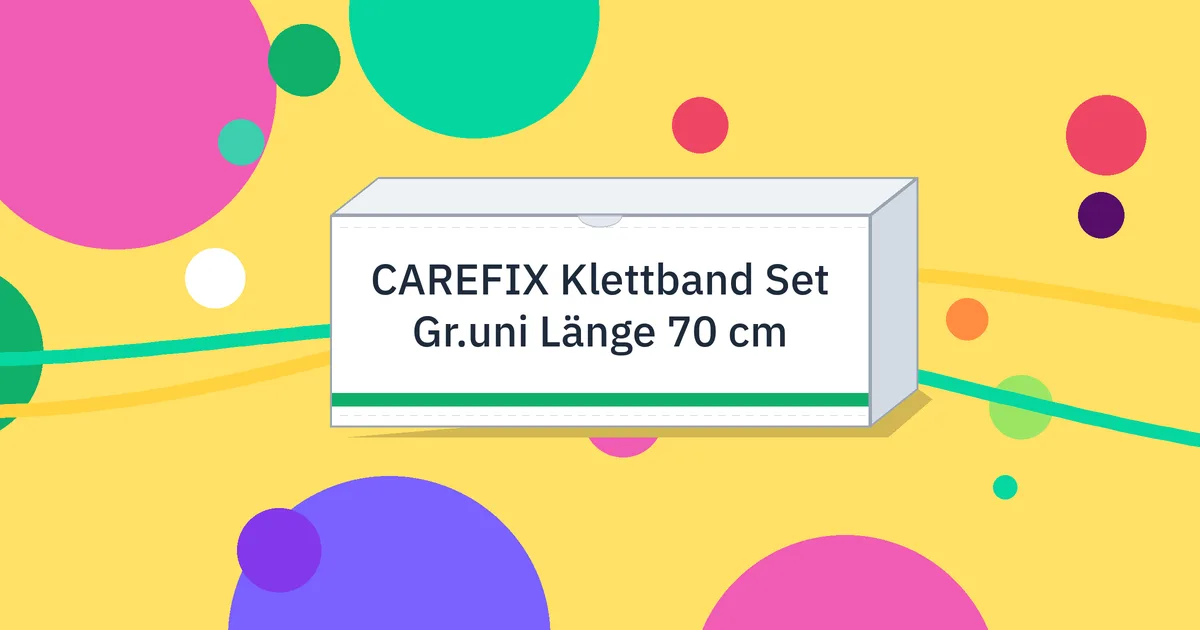 Symbolbild: Packung mit der Aufschrift CAREFIX Klettband Set Gr.uni Länge 70 cm (PZN 09241099) – Verfügbarkeit und Bezug in Apotheken in Frankfurt am Main