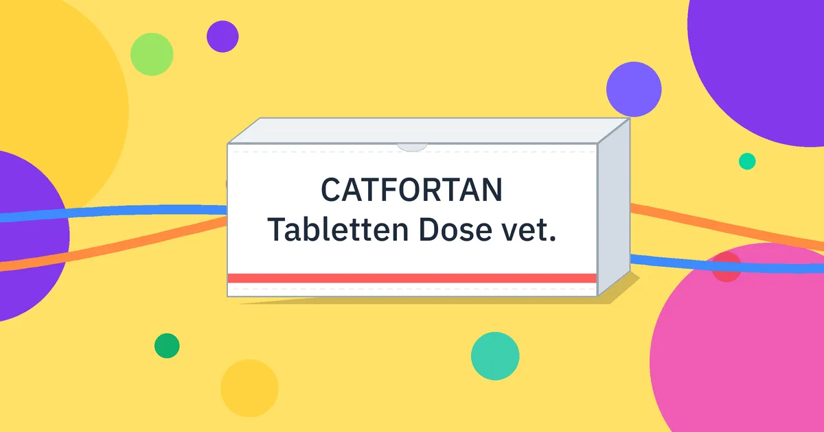 Symbolbild: Packung mit der Aufschrift CATFORTAN Tabletten Dose vet. (PZN 20401758) – Verfügbarkeit und Bezug in Apotheken in Frankfurt am Main