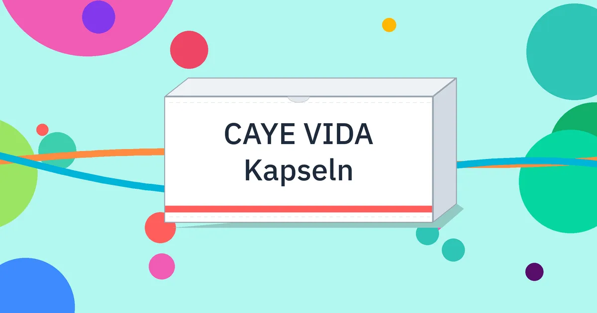 Symbolbild: Packung mit der Aufschrift CAYE VIDA Kapseln (PZN 11098663) – Verfügbarkeit und Bezug in Apotheken in Frankfurt am Main