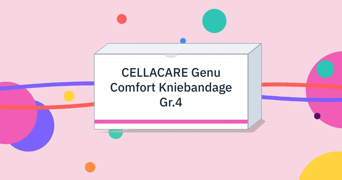 Symbolbild: Packung mit der Aufschrift CELLACARE Genu Comfort Kniebandage Gr.4 (PZN 20549739) – Verfügbarkeit und Bezug in Apotheken in Frankfurt am Main