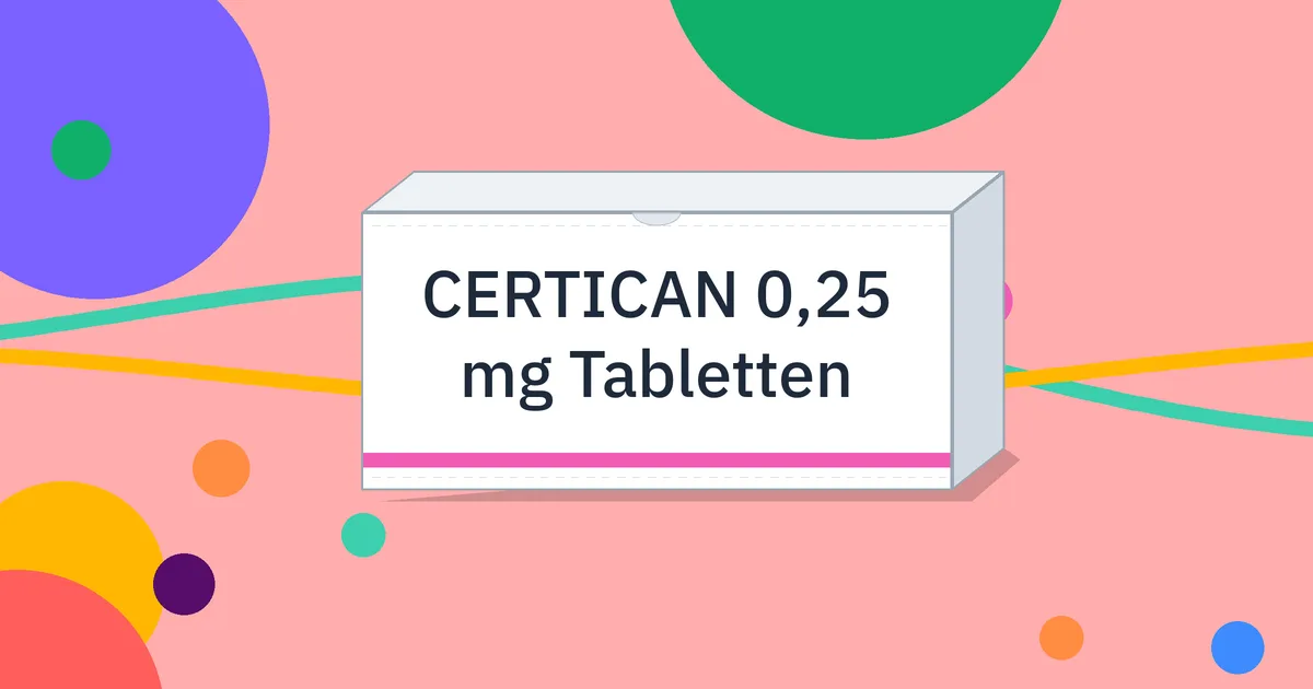 Symbolbild: Packung mit der Aufschrift CERTICAN 0,25 mg Tabletten (PZN 01457871) – Verfügbarkeit und Bezug in Apotheken in Frankfurt am Main