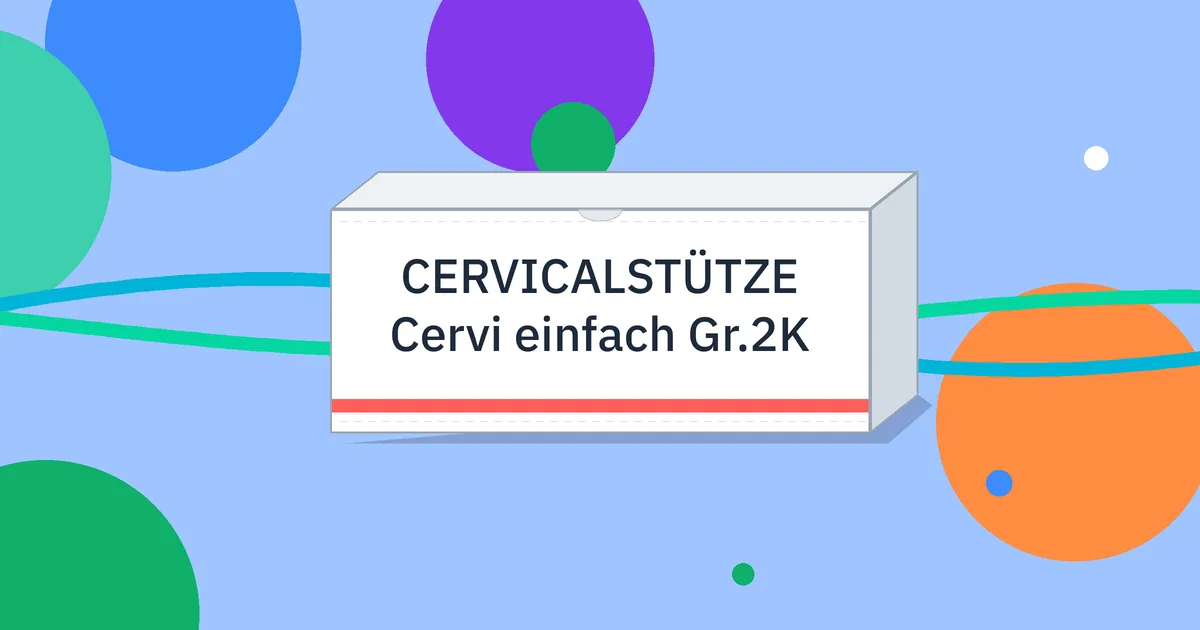 Symbolbild: Packung mit der Aufschrift CERVICALSTÜTZE Cervi einfach Gr.2K (PZN 05042032) – Verfügbarkeit und Bezug in Apotheken in Frankfurt am Main