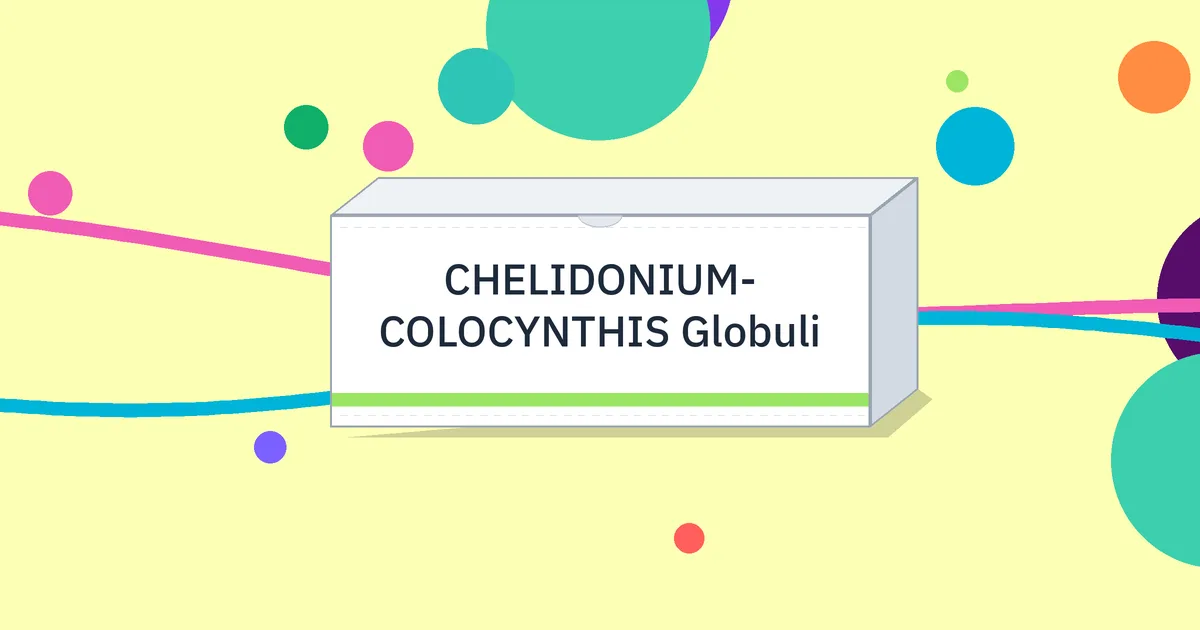 Symbolbild: Packung mit der Aufschrift CHELIDONIUM-COLOCYNTHIS Globuli (PZN 08785147) – Verfügbarkeit und Bezug in Apotheken in Frankfurt am Main
