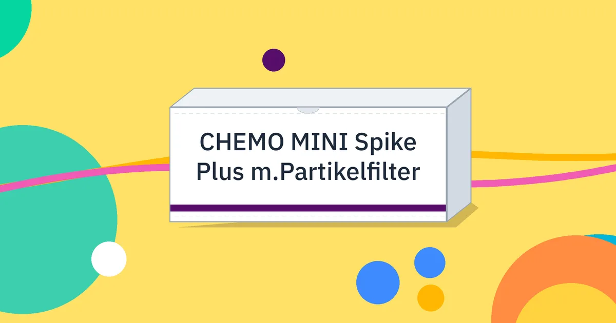 Symbolbild: Packung mit der Aufschrift CHEMO MINI Spike Plus m.Partikelfilter (PZN 07423471) – Verfügbarkeit und Bezug in Apotheken in Frankfurt am Main