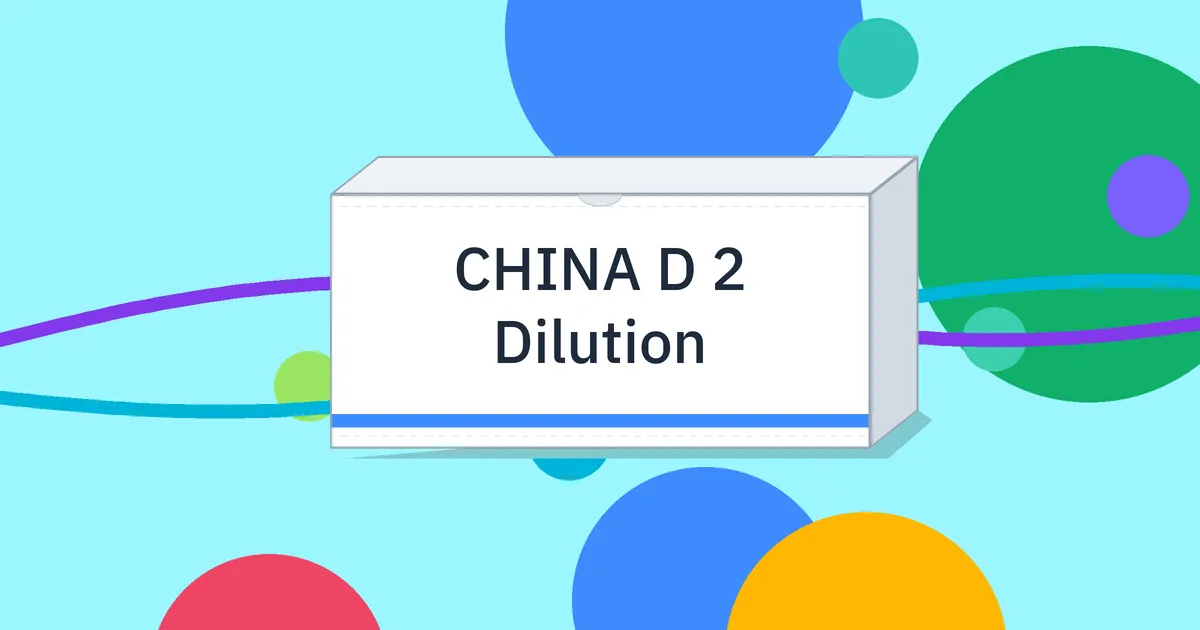 Symbolbild: Packung mit der Aufschrift CHINA D 2 Dilution (PZN 01765242) – Verfügbarkeit und Bezug in Apotheken in Frankfurt am Main
