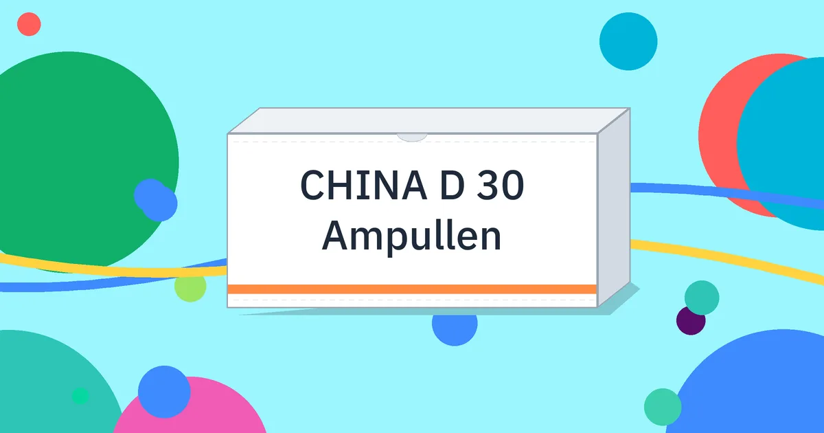 Symbolbild: Packung mit der Aufschrift CHINA D 30 Ampullen (PZN 11705175) – Verfügbarkeit und Bezug in Apotheken in Frankfurt am Main