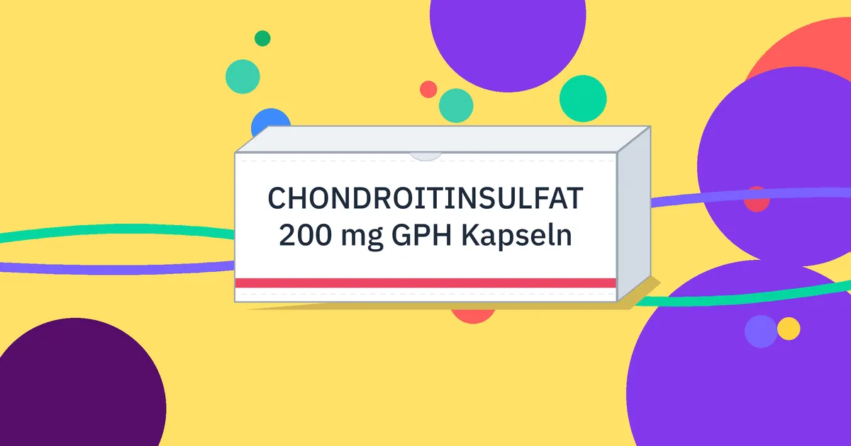 Symbolbild: Packung mit der Aufschrift CHONDROITINSULFAT 200 mg GPH Kapseln (PZN 09721770) – Verfügbarkeit und Bezug in Apotheken in Frankfurt am Main