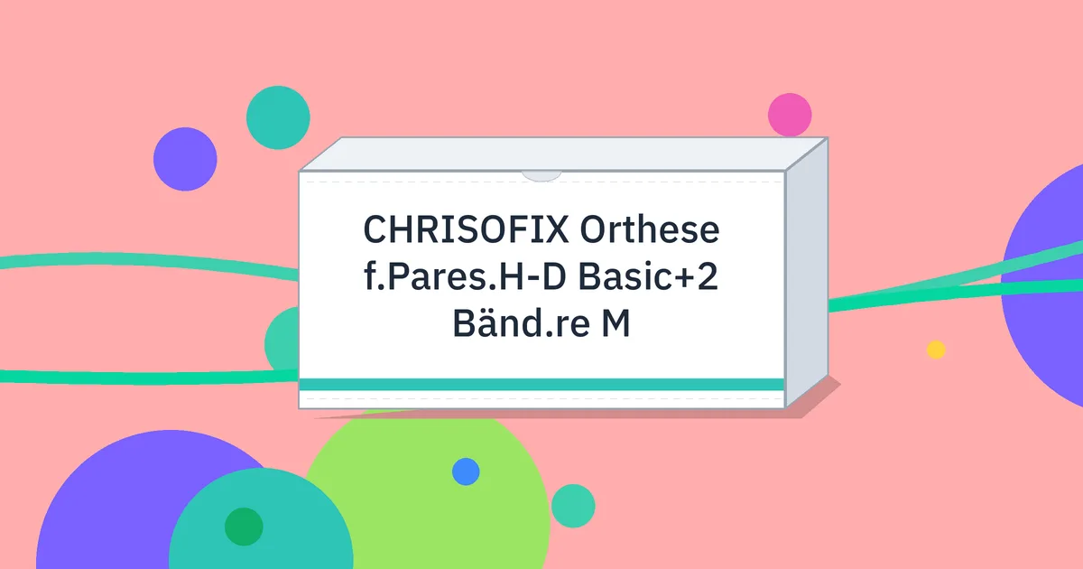 Symbolbild: Packung mit der Aufschrift CHRISOFIX Orthese f.Pares.H-D Basic+2 Bänd.re M (PZN 17586599) – Verfügbarkeit und Bezug in Apotheken in Frankfurt am Main