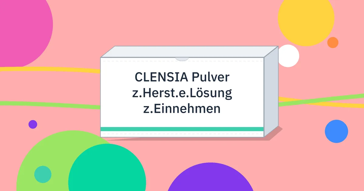 Symbolbild: Packung mit der Aufschrift CLENSIA Pulver z.Herst.e.Lösung z.Einnehmen (PZN 18906988) – Verfügbarkeit und Bezug in Apotheken in Frankfurt am Main