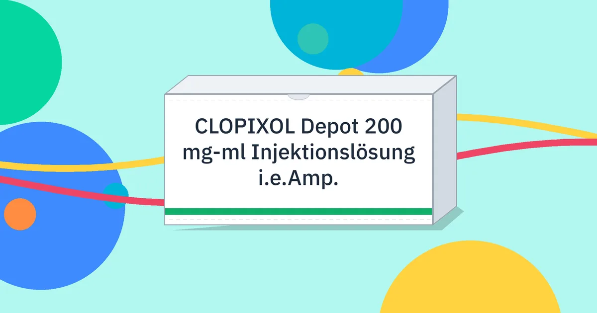Symbolbild: Packung mit der Aufschrift CLOPIXOL Depot 200 mg-ml Injektionslösung i.e.Amp. (PZN 14236605) – Verfügbarkeit und Bezug in Apotheken in Frankfurt am Main