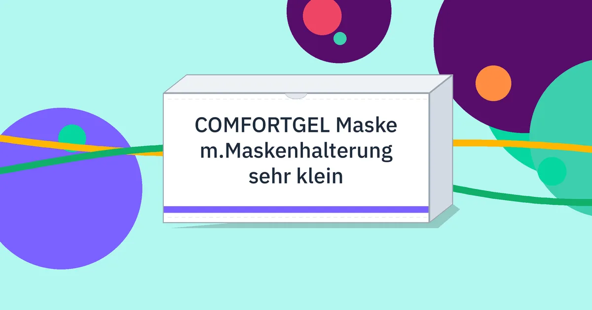 Symbolbild: Packung mit der Aufschrift COMFORTGEL Maske m.Maskenhalterung sehr klein (PZN 01696038) – Verfügbarkeit und Bezug in Apotheken in Frankfurt am Main