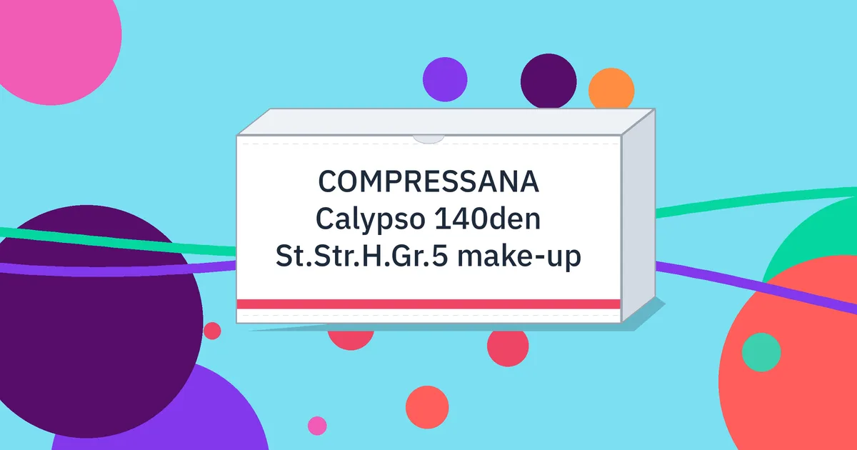 Symbolbild: Packung mit der Aufschrift COMPRESSANA Calypso 140den St.Str.H.Gr.5 make-up (PZN 05704645) – Verfügbarkeit und Bezug in Apotheken in Frankfurt am Main