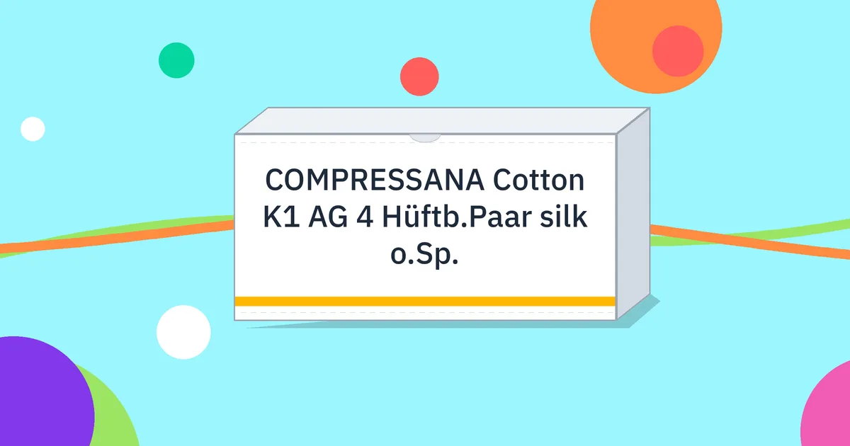 Symbolbild: Packung mit der Aufschrift COMPRESSANA Cotton K1 AG 4 Hüftb.Paar silk o.Sp. (PZN 12980682) – Verfügbarkeit und Bezug in Apotheken in Frankfurt am Main