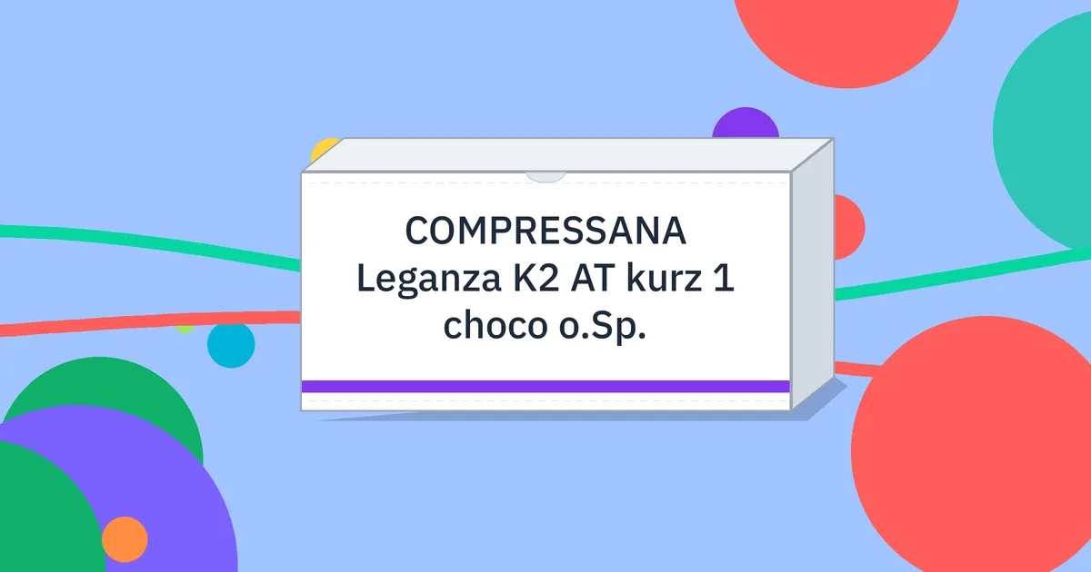 Symbolbild: Packung mit der Aufschrift COMPRESSANA Leganza K2 AT kurz 1 choco o.Sp. (PZN 11459233) – Verfügbarkeit und Bezug in Apotheken in Frankfurt am Main