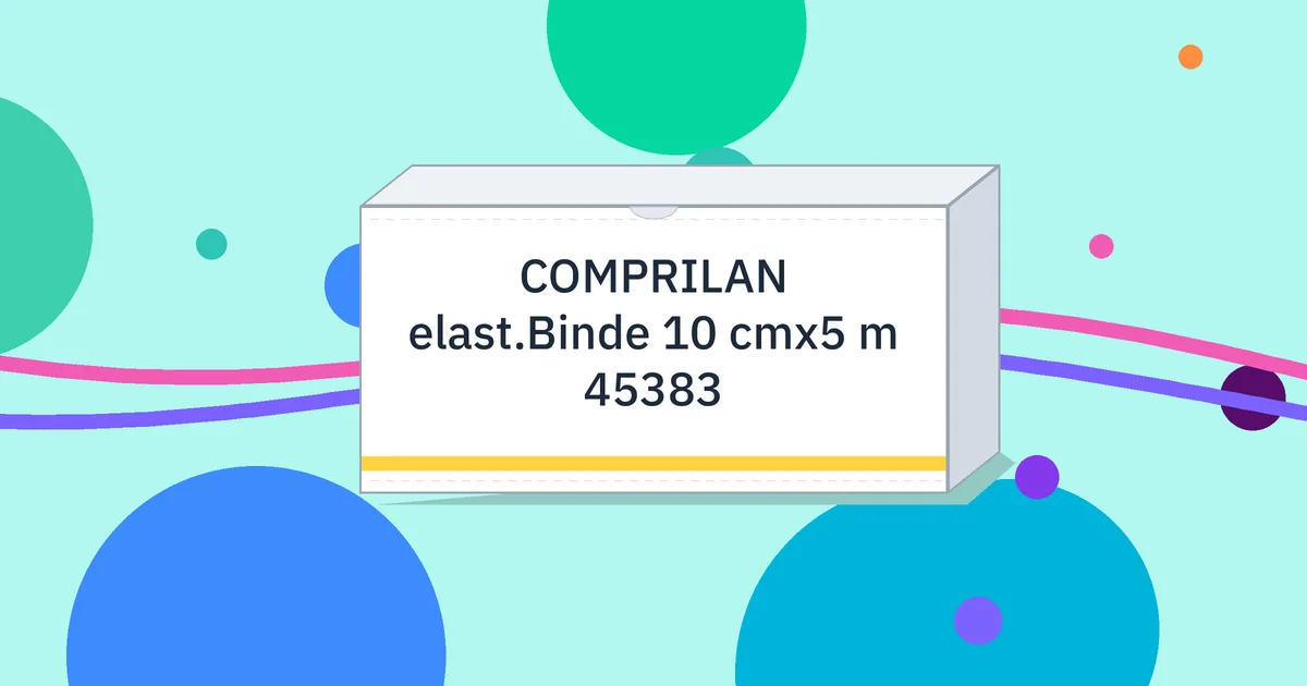 Symbolbild: Packung mit der Aufschrift COMPRILAN elast.Binde 10 cmx5 m 45383 (PZN 04498416) – Verfügbarkeit und Bezug in Apotheken in Frankfurt am Main