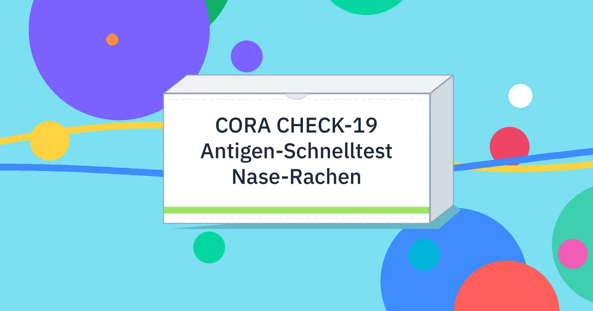 Symbolbild: Packung mit der Aufschrift CORA CHECK-19 Antigen-Schnelltest Nase-Rachen (PZN 16905074) – Verfügbarkeit und Bezug in Apotheken in Frankfurt am Main