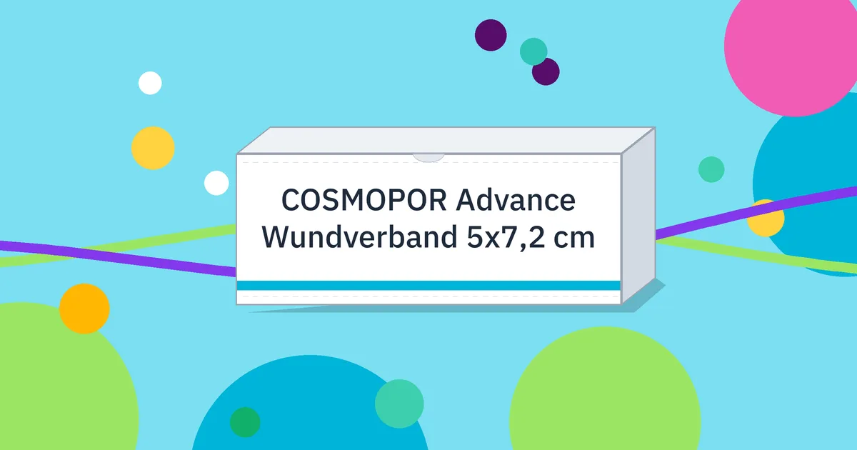 Symbolbild: Packung mit der Aufschrift COSMOPOR Advance Wundverband 5x7,2 cm (PZN 19215022) – Verfügbarkeit und Bezug in Apotheken in Frankfurt am Main