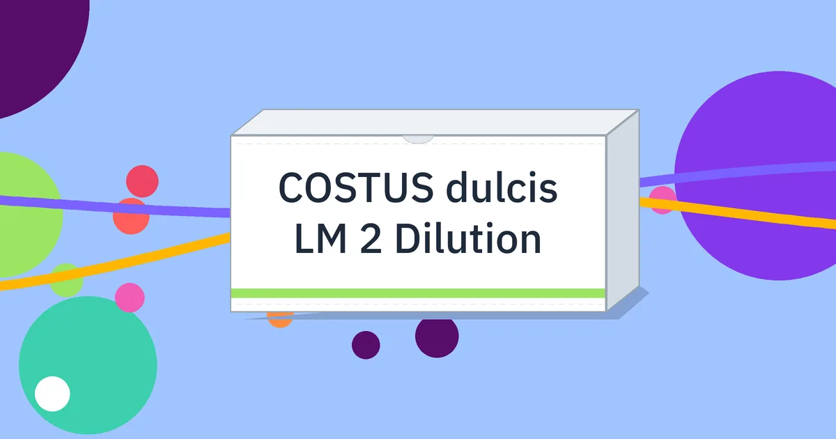 Symbolbild: Packung mit der Aufschrift COSTUS dulcis LM 2 Dilution (PZN 13454808) – Verfügbarkeit und Bezug in Apotheken in Frankfurt am Main