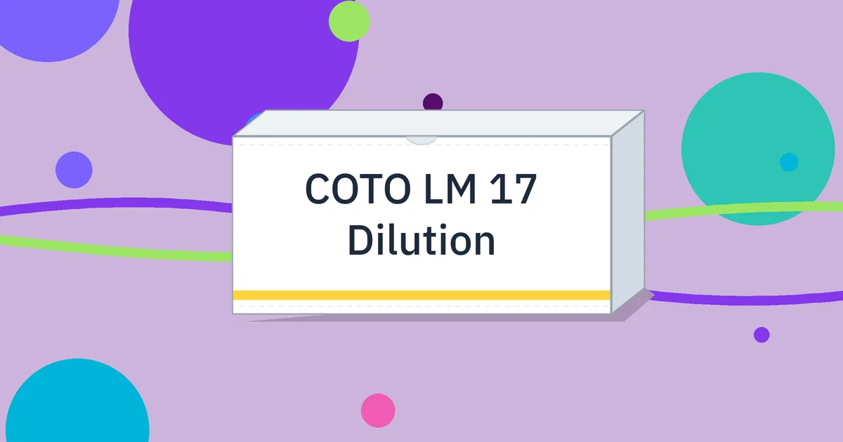 Symbolbild: Packung mit der Aufschrift COTO LM 17 Dilution (PZN 13455423) – Verfügbarkeit und Bezug in Apotheken in Frankfurt am Main