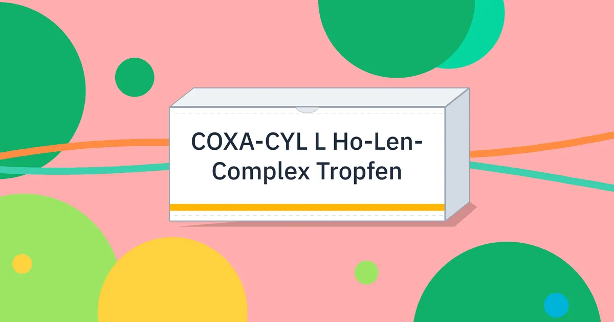 Symbolbild: Packung mit der Aufschrift COXA-CYL L Ho-Len-Complex Tropfen (PZN 03394695) – Verfügbarkeit und Bezug in Apotheken in Frankfurt am Main
