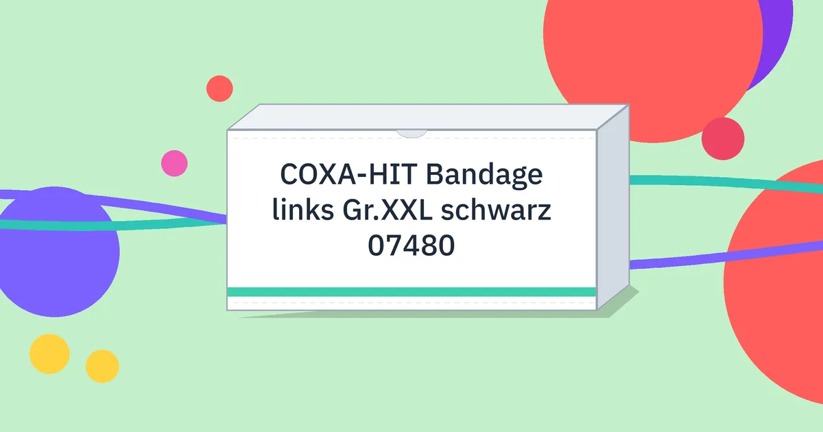 Symbolbild: Packung mit der Aufschrift COXA-HIT Bandage links Gr.XXL schwarz 07480 (PZN 11236131) – Verfügbarkeit und Bezug in Apotheken in Frankfurt am Main