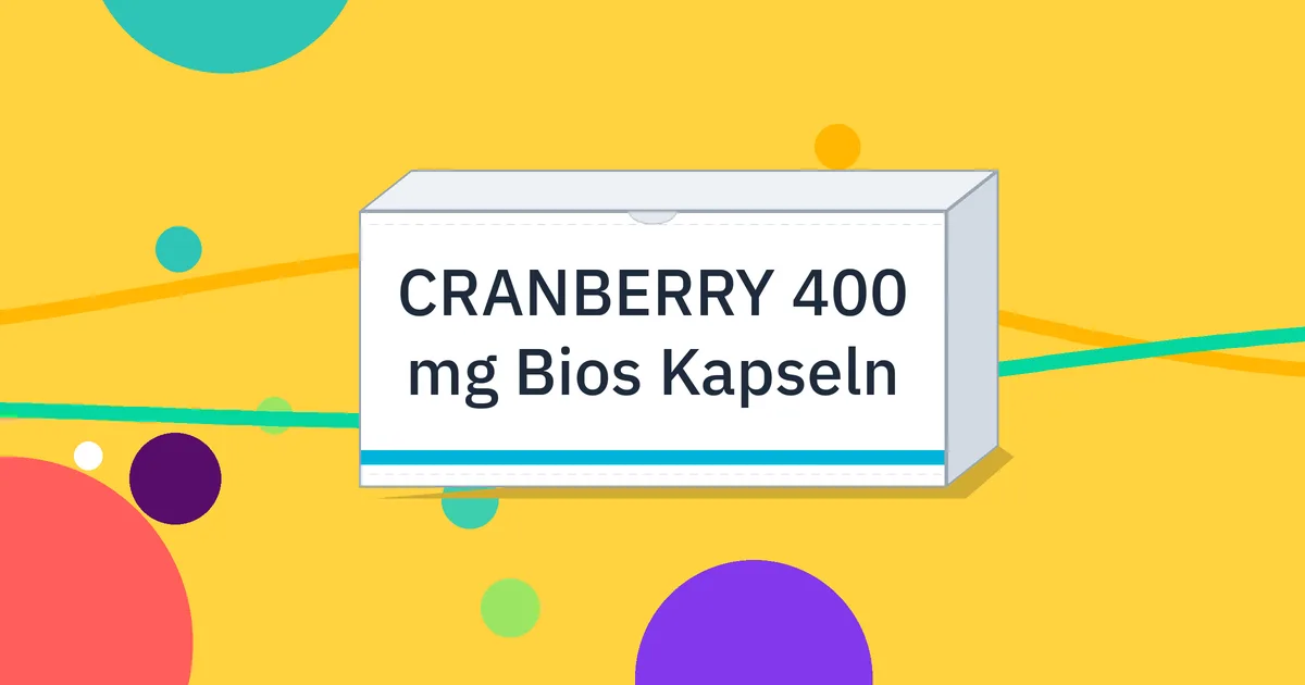 Symbolbild: Packung mit der Aufschrift CRANBERRY 400 mg Bios Kapseln (PZN 04462795) – Verfügbarkeit und Bezug in Apotheken in Frankfurt am Main