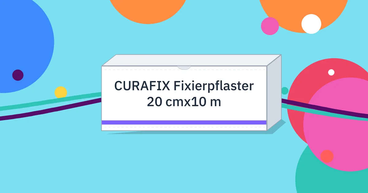 Symbolbild: Packung mit der Aufschrift CURAFIX Fixierpflaster 20 cmx10 m (PZN 00693894) – Verfügbarkeit und Bezug in Apotheken in Frankfurt am Main