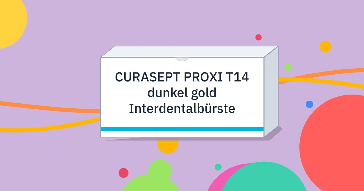 Symbolbild: Packung mit der Aufschrift CURASEPT PROXI T14 dunkel gold Interdentalbürste (PZN 17607887) – Verfügbarkeit und Bezug in Apotheken in Frankfurt am Main