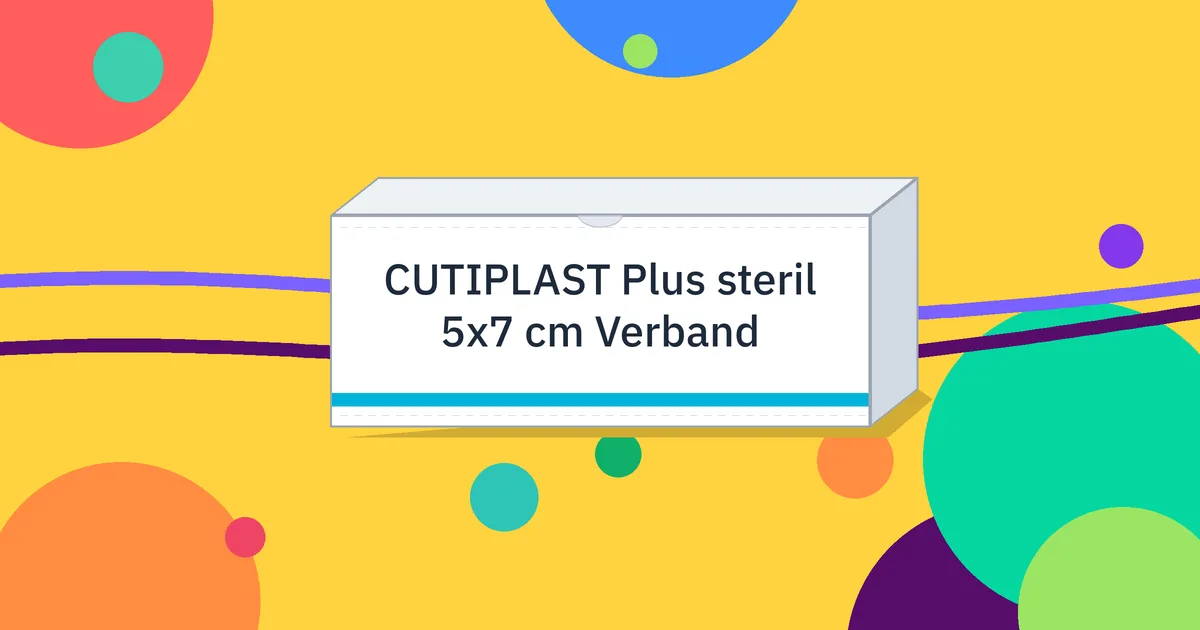 Symbolbild: Packung mit der Aufschrift CUTIPLAST Plus steril 5x7 cm Verband (PZN 20545049) – Verfügbarkeit und Bezug in Apotheken in Frankfurt am Main