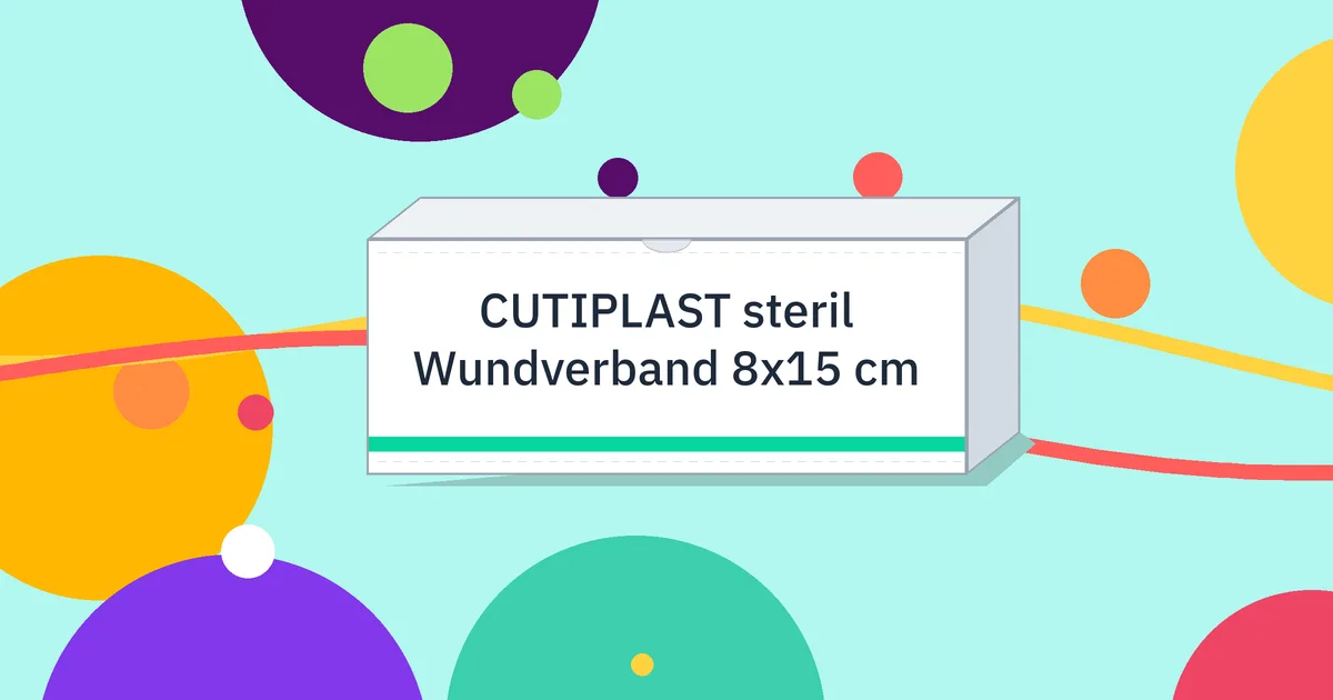 Symbolbild: Packung mit der Aufschrift CUTIPLAST steril Wundverband 8x15 cm (PZN 01131655) – Verfügbarkeit und Bezug in Apotheken in Frankfurt am Main