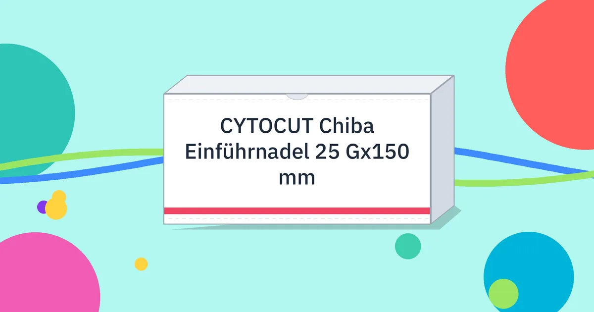 Symbolbild: Packung mit der Aufschrift CYTOCUT Chiba Einführnadel 25 Gx150 mm (PZN 16919768) – Verfügbarkeit und Bezug in Apotheken in Frankfurt am Main