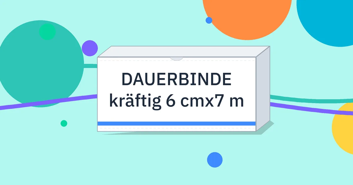 Symbolbild: Packung mit der Aufschrift DAUERBINDE kräftig 6 cmx7 m (PZN 12588926) – Verfügbarkeit und Bezug in Apotheken in Frankfurt am Main