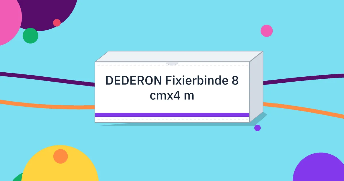 Symbolbild: Packung mit der Aufschrift DEDERON Fixierbinde 8 cmx4 m (PZN 09313634) – Verfügbarkeit und Bezug in Apotheken in Frankfurt am Main