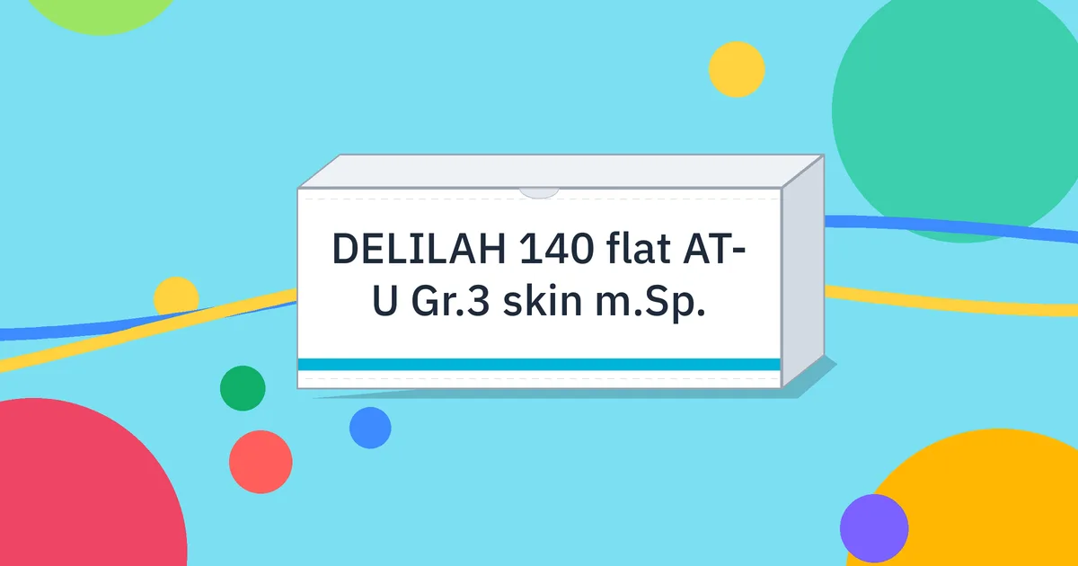 Symbolbild: Packung mit der Aufschrift DELILAH 140 flat AT-U Gr.3 skin m.Sp. (PZN 14248407) – Verfügbarkeit und Bezug in Apotheken in Frankfurt am Main
