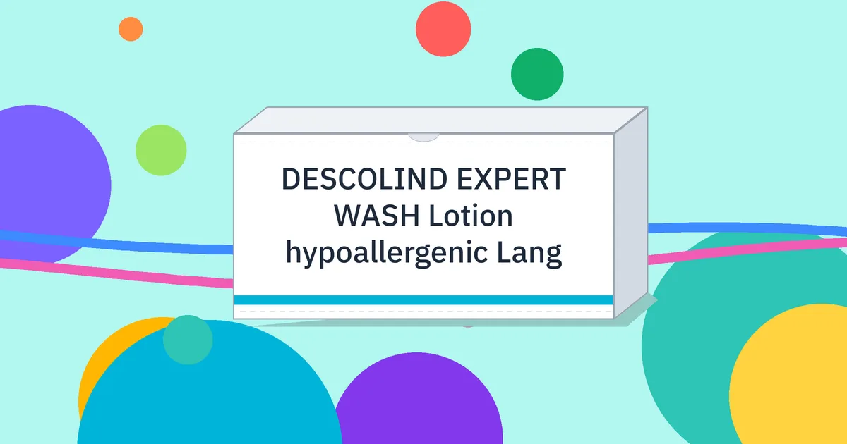 Symbolbild: Packung mit der Aufschrift DESCOLIND EXPERT WASH Lotion hypoallergenic Lang (PZN 19980107) – Verfügbarkeit und Bezug in Apotheken in Frankfurt am Main
