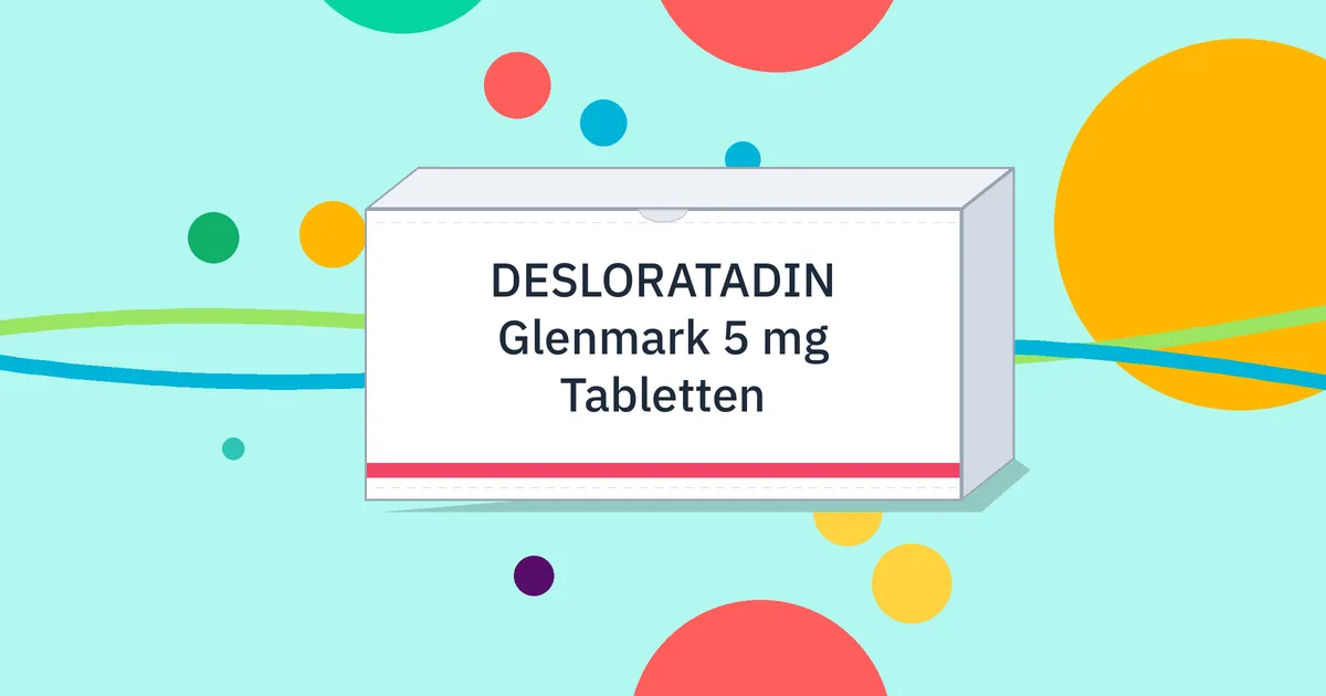 Symbolbild: Packung mit der Aufschrift DESLORATADIN Glenmark 5 mg Tabletten (PZN 09782978) – Verfügbarkeit und Bezug in Apotheken in Frankfurt am Main