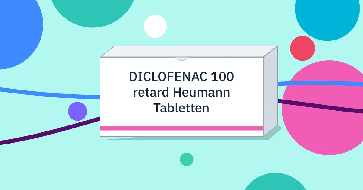 Symbolbild: Packung mit der Aufschrift DICLOFENAC 100 retard Heumann Tabletten (PZN 03540754) – Verfügbarkeit und Bezug in Apotheken in Frankfurt am Main