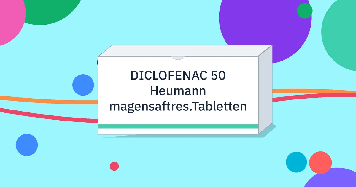 Symbolbild: Packung mit der Aufschrift DICLOFENAC 50 Heumann magensaftres.Tabletten (PZN 03540725) – Verfügbarkeit und Bezug in Apotheken in Frankfurt am Main