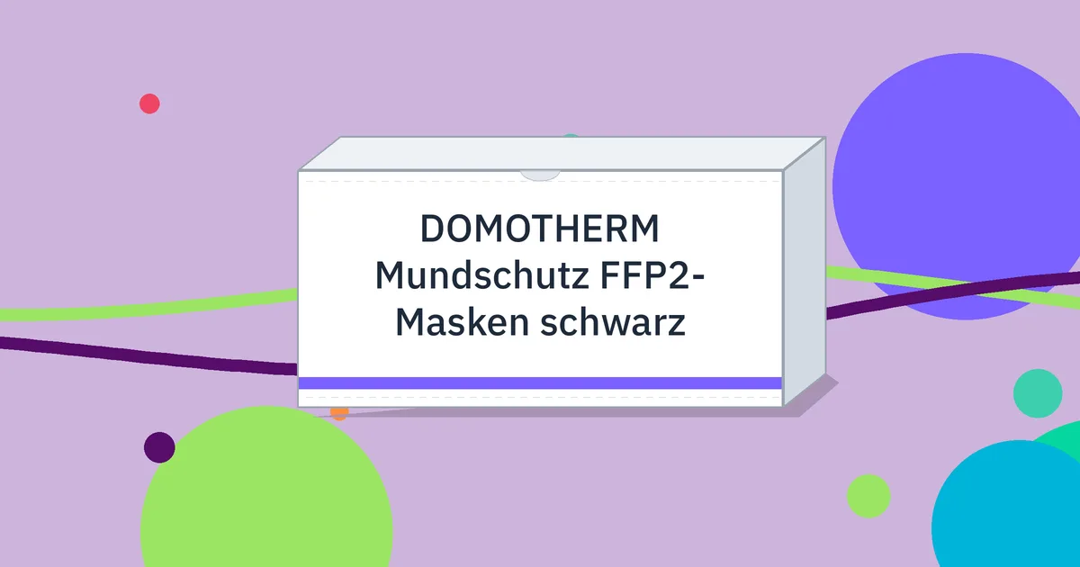 Symbolbild: Packung mit der Aufschrift DOMOTHERM Mundschutz FFP2-Masken schwarz (PZN 17941267) – Verfügbarkeit und Bezug in Apotheken in Frankfurt am Main